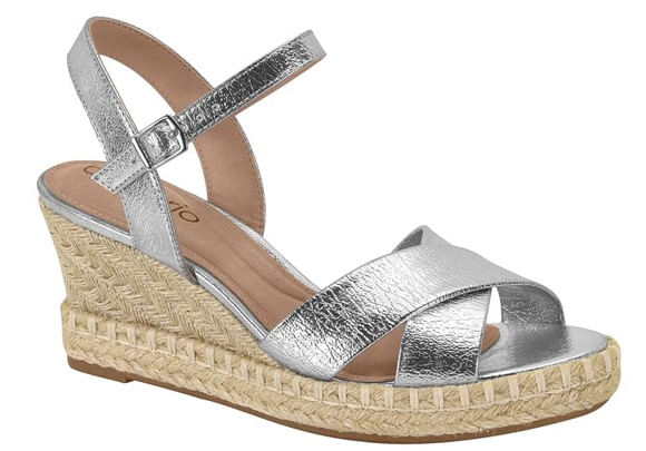 Sandália Beira Rio Anabela Feminina Salto Alto 8486.208 Prata