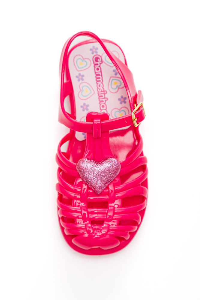Sandália Charmosinha Aranha Infantil Menina Coração 2169 Pink