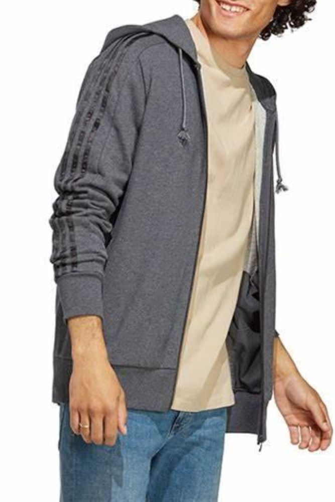 Jaqueta Adidas Moletinho Capuz Essentials 3-Stripes Ic9837 Cinza