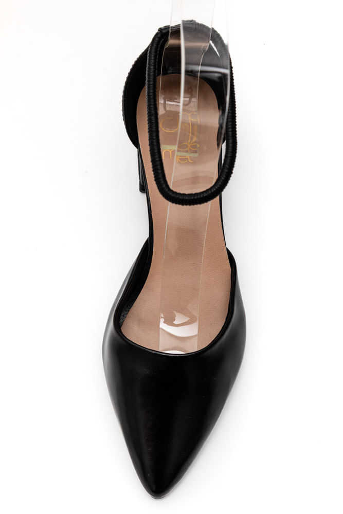 Sapato Chá De Mel Bico Fino Feminino Salto Grosso 164082 Preto