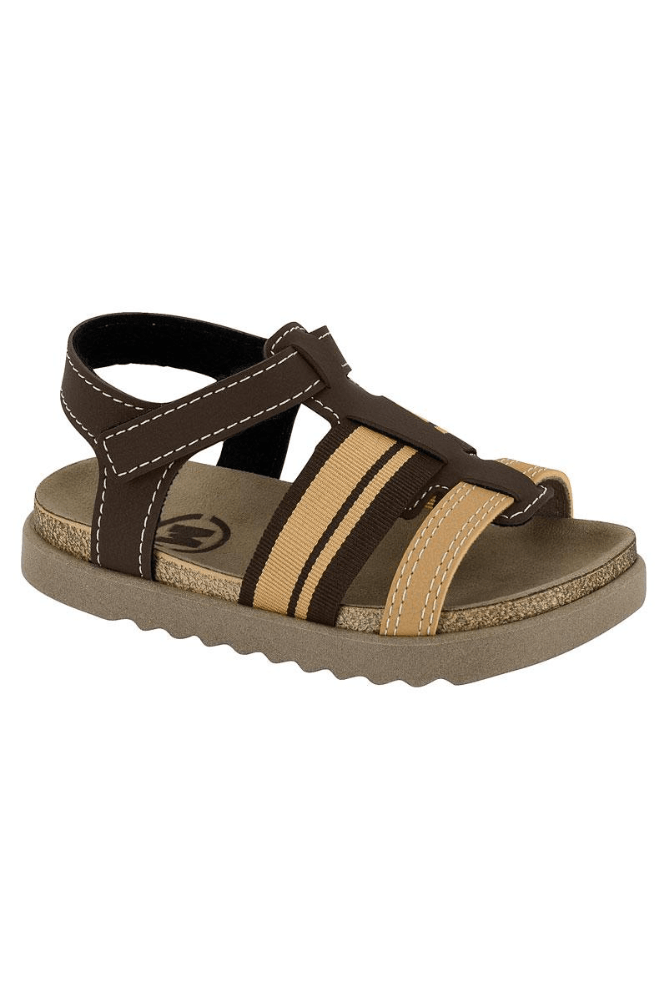 Sandália Molekinho Papete Infantil Menino Velcro 2636.110.13958 Marrom